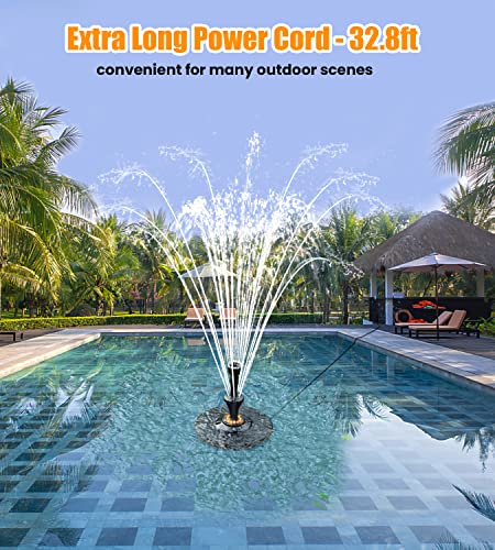 SZMP Floating Pool Fountain 2023 Upgraded, 6W Waterfall Fountain Light Show with 2 Sprinkler Modes, Pond Water Fountain for Above Ground Pool, Pond, Lake, Garden, Outdoor-32.8ft Power Cord & Adapter