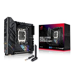 asus rog strix b760-i gaming wifi intel® b760(13th and 12th gen)lga 1700 mini-itx motherboard,8 + 1 power stages,ddr5 up to 7600 mt/s, pcie 5.0,2xm.2 slots,wifi 6e,usb 3.2 gen 2x2 type-c,aura sync rgb