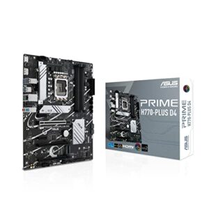 asus prime h770-plus d4 intel® h770(13th and 12th gen) lga 1700 atx motherboard with pcie 5.0, 3xpcie 4.0 m.2 slots,ddr4,2.5gb lan,displayport, hdmi,usb 3.2 gen 2 type-c,thunderbolt™ (usb4®) support