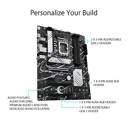 ASUS Prime H770-PLUS D4 Intel® H770(13th and 12th Gen) LGA 1700 ATX Motherboard with PCIe 5.0, 3xPCIe 4.0 M.2 Slots,DDR4,2.5Gb LAN,DisplayPort, HDMI,USB 3.2 Gen 2 Type-C,Thunderbolt™ (USB4®) Support