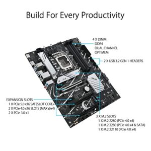 ASUS Prime H770-PLUS D4 Intel® H770(13th and 12th Gen) LGA 1700 ATX Motherboard with PCIe 5.0, 3xPCIe 4.0 M.2 Slots,DDR4,2.5Gb LAN,DisplayPort, HDMI,USB 3.2 Gen 2 Type-C,Thunderbolt™ (USB4®) Support