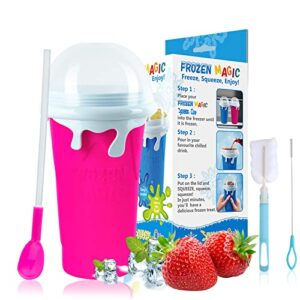 nenkarn slushy maker cup, upgrade 17oz/500ml slushie cup, quick frozen magic cup, double layers slushie maker cup, cool stuff birthday gifts for kids (rose)