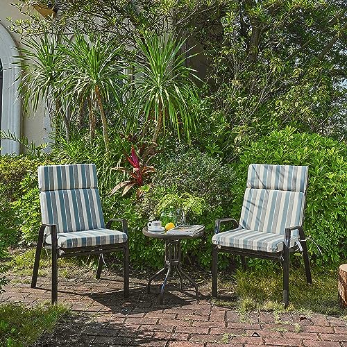 BLISSWALK Outdoor Chair Cushion Bottom and Back，one Piece high Back Adirondack Chair Cushion, Patio Cushions for Bifold Lawn Chair 45.5" x 21", 1 Count,Stripe