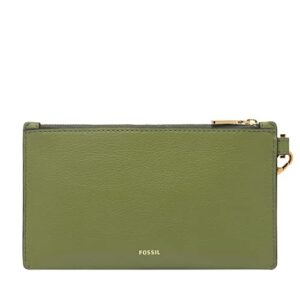 fossil women's wristlet leather wallet small wristlet wallet, tarragon (model: slg1575374)