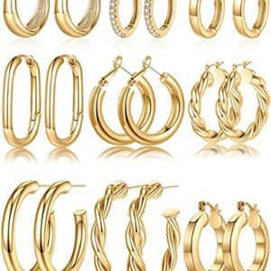 Yesteel Earrings-for-Women - Gold Hoop Earrings for Women Trendy, Chunky Gold Hoops Earrings Hypoallergenic Earrings, Small Hoop Huggie Earrings for Women Stainless Steel Statement Earrings, Birthday Gifts for Women Teen Girls Jewelry