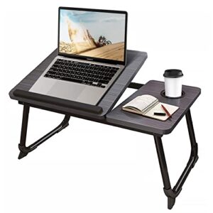 cloudtrip laptop desk for bed or couch, lap desk, woking in bed desk, home office desks, breakfast tray, desk with cup holder, watching movies in bed, laptop stand for bed, fordable legs desk (black)