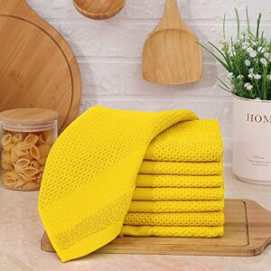 Homaxy 100% Cotton Dish Cloths, Pack of 8-12 x 12 Inches, Waffle Weave Super Soft and Absorbent Dish Towels Quick Drying Dishcloths, Yellow