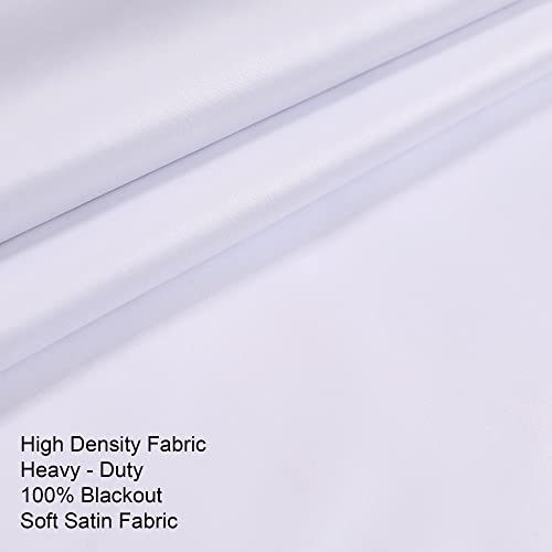 OWENIE Opal White 100% Blackout Curtains 84 Inches Length 2 Panels Set, Thick & Warm Thermal Curtains with Back Tab for Bedroom, Full Shade Elegant Satin Textured Window Drapes (2 Pcs=108 Inch Wide)