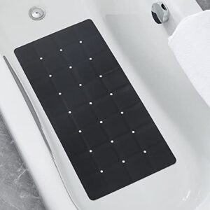 webos foldable non slip silicon bath mat bathtub mat shower mats no suction cups for textured tub and reglazed tub(foldable - black, 28-inch x 14-inch)