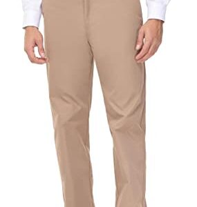 Soojun Men's Classic Fit Wrinkle Resistant Comfort Waist Flex Pant, Khaki, 38Wx30L