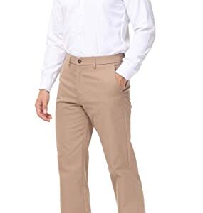 Soojun Men's Classic Fit Wrinkle Resistant Comfort Waist Flex Pant, Khaki, 38Wx30L