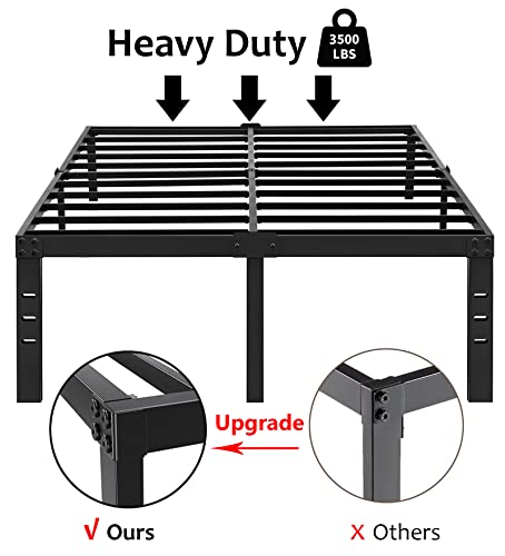 Kilyssa Full Size Bed Frame 18 Inches High, Metal Platform Bed Frames 3500 lbs Heavy Duty Steel Slat Support Easy Assembly Bed Frames Full Noise Free No Box Spring Needed,Black