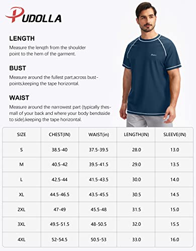 Pudolla Men's Swim Shirts Rash Guard Shirts for Men UPF 50+ Sun Protection T-Shirts Quick Dry Beach Surf Water Shirt Pink XXXXL