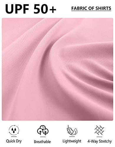 Pudolla Men's Swim Shirts Rash Guard Shirts for Men UPF 50+ Sun Protection T-Shirts Quick Dry Beach Surf Water Shirt Pink XXXXL