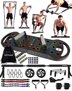 hotwave ultimate portable home gym with 16 fitness accessories,20 in 1 push up board,resistance bands with ab roller wheel,full body workout equipment at home for man and woman