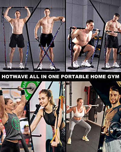 HOTWAVE Ultimate Portable Home Gym with 16 Fitness Accessories,20 in 1 Push Up Board,Resistance Bands with Ab Roller Wheel,Full Body Workout Equipment at Home for Man and Woman