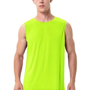 Workout Tanks Men Dry Fit Sleeveless Sport Shirts(Neon Green,M)