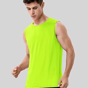 Workout Tanks Men Dry Fit Sleeveless Sport Shirts(Neon Green,M)