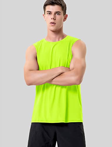 Workout Tanks Men Dry Fit Sleeveless Sport Shirts(Neon Green,M)