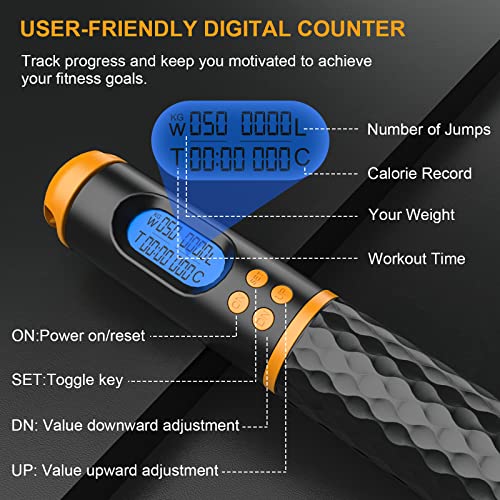 Smart Jump Rope, Multifun Speed Skipping Rope with Calorie Counter