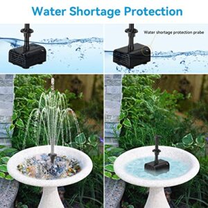 POPOSOAP Solar Fountain Pump Built-in 3000mAh Battery, 7W Solar Bird Bath Fountain Pump with 16.64Ft Cable, 10 Nozzles & PVC Tubing, Solar Pond Pump for Bird Bath Garden Fish Tank Pond Water Feature