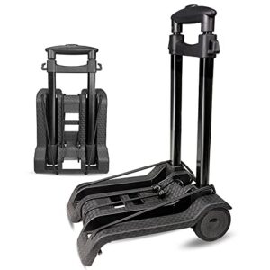 acroma folding luggage cart with 2 elastic ropes, 77 lbs portable hand truck, 2-wheeled utility dolly cart ideal for travel, moving, shopping, office use and more