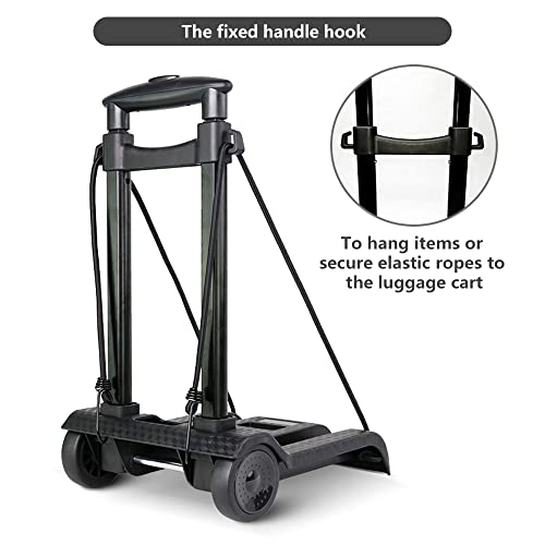 Acroma Folding Luggage Cart with 2 Elastic Ropes, 77 lbs Portable Hand Truck, 2-Wheeled Utility Dolly Cart Ideal for Travel, Moving, Shopping, Office Use and More