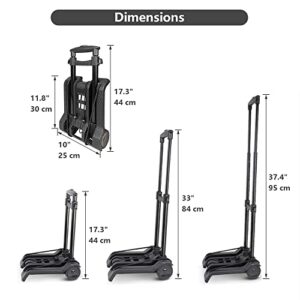 Acroma Folding Luggage Cart with 2 Elastic Ropes, 77 lbs Portable Hand Truck, 2-Wheeled Utility Dolly Cart Ideal for Travel, Moving, Shopping, Office Use and More