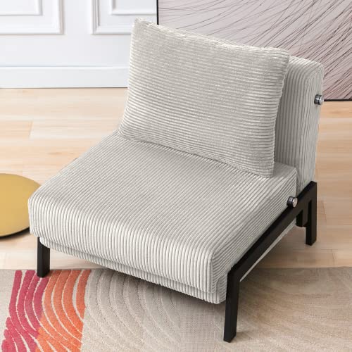 BALUS Sofa Bed, 2 in 1 Multi Function Folding Chair Sleeper Bed, Modern Convertible Chair Bed with Adjustable Backrest, Memory Foam Couch Bed Guest Bed for Small Room Apartment, Beige