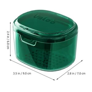 DOITOOL Denture Cleaner Green Retainer Case Portable Retainer Cleaner Case with Drain Tray, Denture Bath Braces Box Denture Box Accessories Denture Cleaner Denture Brush