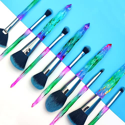 XMOSNZ 15PCS Makeup Brushes Irregular Handle Makeup Brush Set Eyeshadow Brush Face Lip Eye Make Up Brush Sets with Gift Box (Lake Blue)