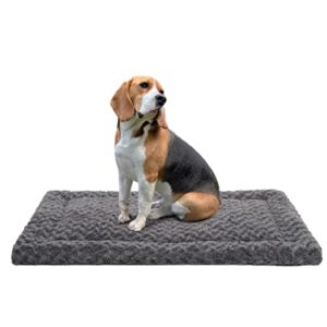 washable dog bed mat reversible dog crate pad soft fluffy pet kennel beds dog sleeping mattress for large jumbo medium small dogs, 35 x 22 inch, gray