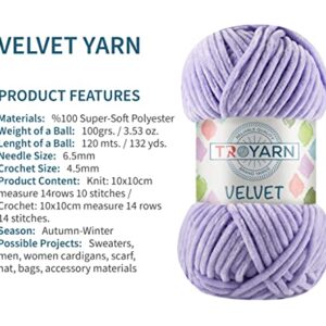 Troyarn Velvet Chenille Baby Blanket Yarn Amigurumi Yarn for Crocheting and Knitting Super Bulky 100 gr (132 yds) (10126 - Green)