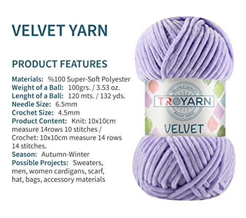 Troyarn Velvet Chenille Baby Blanket Yarn Amigurumi Yarn for Crocheting and Knitting Super Bulky 100 gr (132 yds) (10126 - Green)