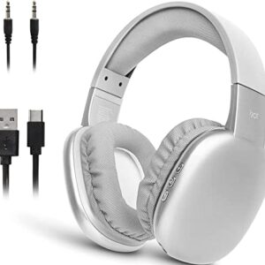 iJoy Ultra Wireless Headphones with Microphone- Rechargeable Over Ear Wireless Bluetooth Headphones with 10Hr Playtime, SD Slot, Backup Wire- Soft Cushion Wireless Headset with Mic (Silver)