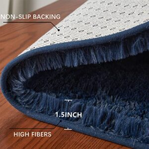 YQQRIGRO 5x7 Feet Rugs for Bedroom, Navy Blue Super Soft Shaggy Fluffy Carpets, Indoor Modern Plush Fuzzy Non-Slip Area Rugs for Living Room Dorm Kids Boys Girls Room