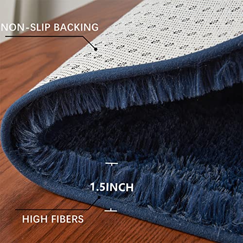 YQQRIGRO 5x7 Feet Rugs for Bedroom, Navy Blue Super Soft Shaggy Fluffy Carpets, Indoor Modern Plush Fuzzy Non-Slip Area Rugs for Living Room Dorm Kids Boys Girls Room