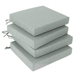 eaimi outdoor chair cushions for patio furniture - square corner patio cushions for outdoor furniture 4 packs - waterproof indoor chair cushions for dinning chairs, 18.5" x 16" x 3", light grey