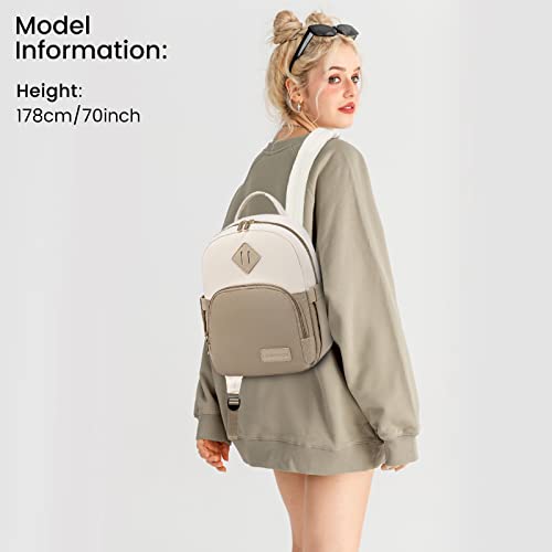 LOVEVOOK Mini Backpack Purse for Women, Small Fashion Backpack, Lightweight Cute Daypack for Travel Dating Khaki-Cream