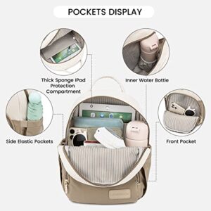 LOVEVOOK Mini Backpack Purse for Women, Small Fashion Backpack, Lightweight Cute Daypack for Travel Dating Khaki-Cream