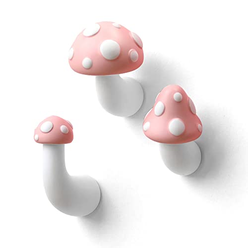 JADDSA Mushroom Fridge Magnet 3D Resin Refrigerator Magnets Stickers Cute Magnets Kitchen Decoration,Decorative Magnets with Double-Sided Stickers to Satisfy Any Panel. (Pink)