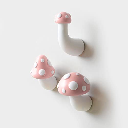 JADDSA Mushroom Fridge Magnet 3D Resin Refrigerator Magnets Stickers Cute Magnets Kitchen Decoration,Decorative Magnets with Double-Sided Stickers to Satisfy Any Panel. (Pink)