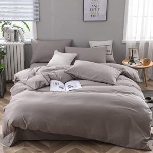 Mxaeyr Light Taupe Duvet Cover Queen Size, Soft Microfiber Duvet Cover with Zipper Closure and 2 Pillowcase, 3 Pcs Luxury Taupe Bedding Set Queen