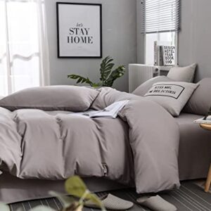 Mxaeyr Light Taupe Duvet Cover Queen Size, Soft Microfiber Duvet Cover with Zipper Closure and 2 Pillowcase, 3 Pcs Luxury Taupe Bedding Set Queen