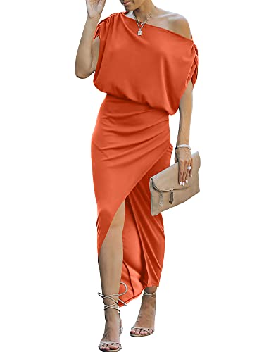 ANRABESS Womens Off The Shoulder Solid Color Business Pencil Dress Wedding Guest Dress Office Work Dresses A880-chenghong-S