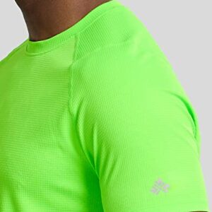 Zengjo Quick Dry Shirts for Men Athletic Performance Short Sleeve Light Weight(Neon Green,S)