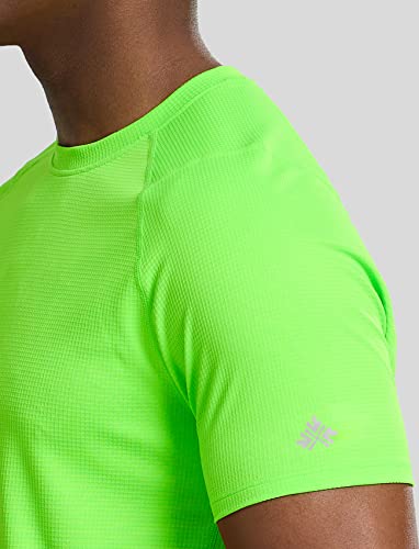 Zengjo Quick Dry Shirts for Men Athletic Performance Short Sleeve Light Weight(Neon Green,S)