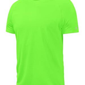 Zengjo Quick Dry Shirts for Men Athletic Performance Short Sleeve Light Weight(Neon Green,S)