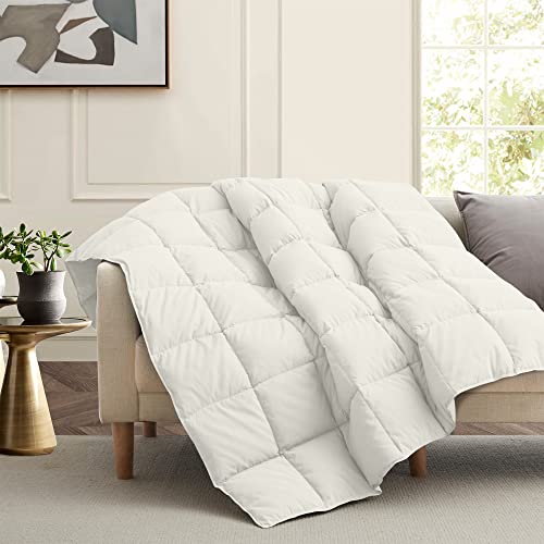 Peace nest Down Throw Blankets for Couch 50x70” Down Blanket for Indoor and Outdoor use Small Soft Lightweight Throw Blanket White