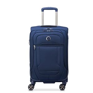 delsey paris helium dlx softside expandable luggage with spinner wheels, navy blue, carry on 20 inch